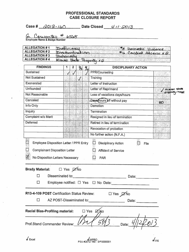 Internal Affairs Report #2012-160 | PDF