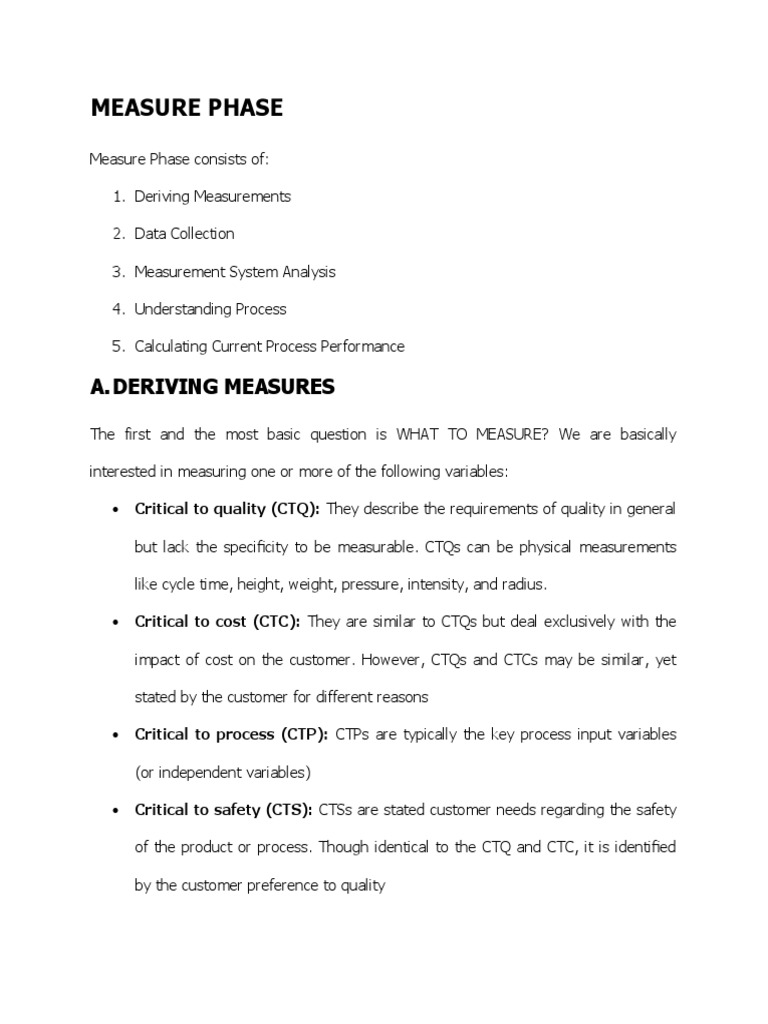 Measure Phase: A. Deriving Measures | Download Free PDF | Sampling ...