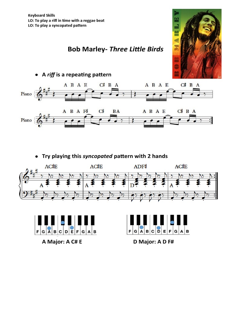 Bob Marley-Three Little Birds: A Riff Is A Repeating Pattern | PDF