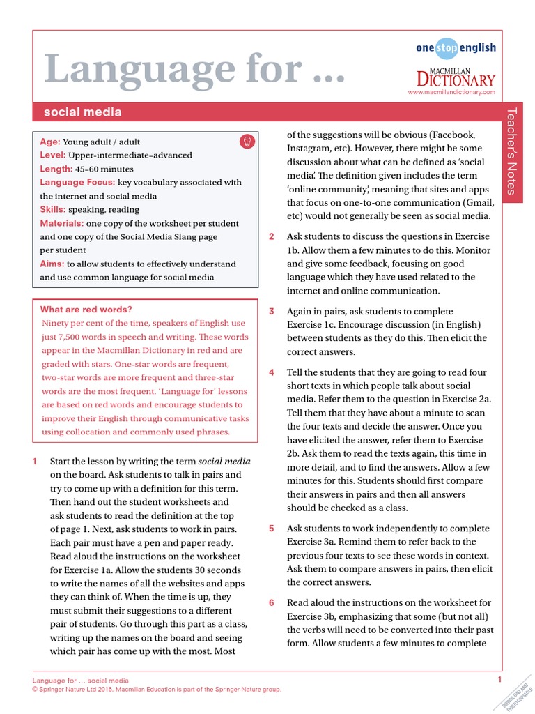 Language For Social Media | PDF | Slang | Social Media