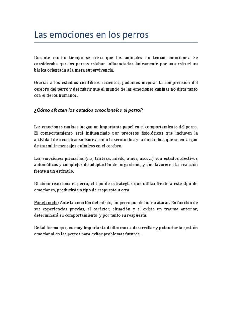 Las Emociones en Los Perros | PDF | Las emociones | Estrés (biología)