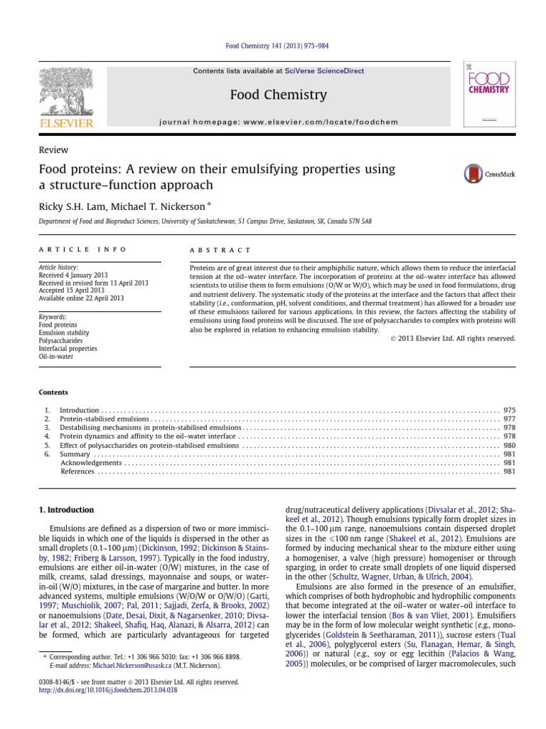 A Review On Their Emulsifying Properties Using | PDF | Emulsion ...