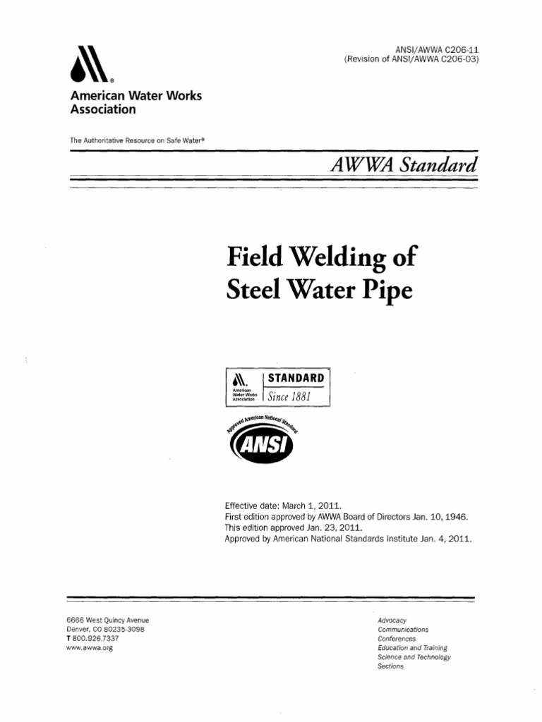 Awwa C206-11 PDF | PDF | Pipe (Fluid Conveyance) | Welding