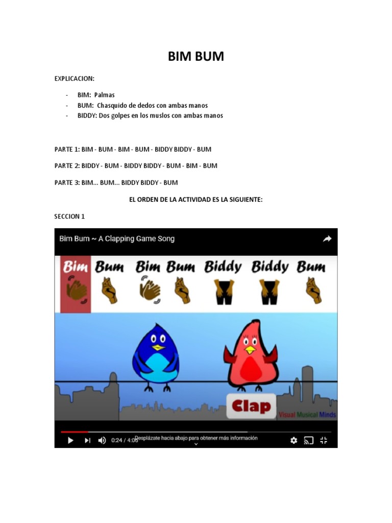 Juego de Ritmo: BIM BUM BIDDY | PDF | Juegos y actividades