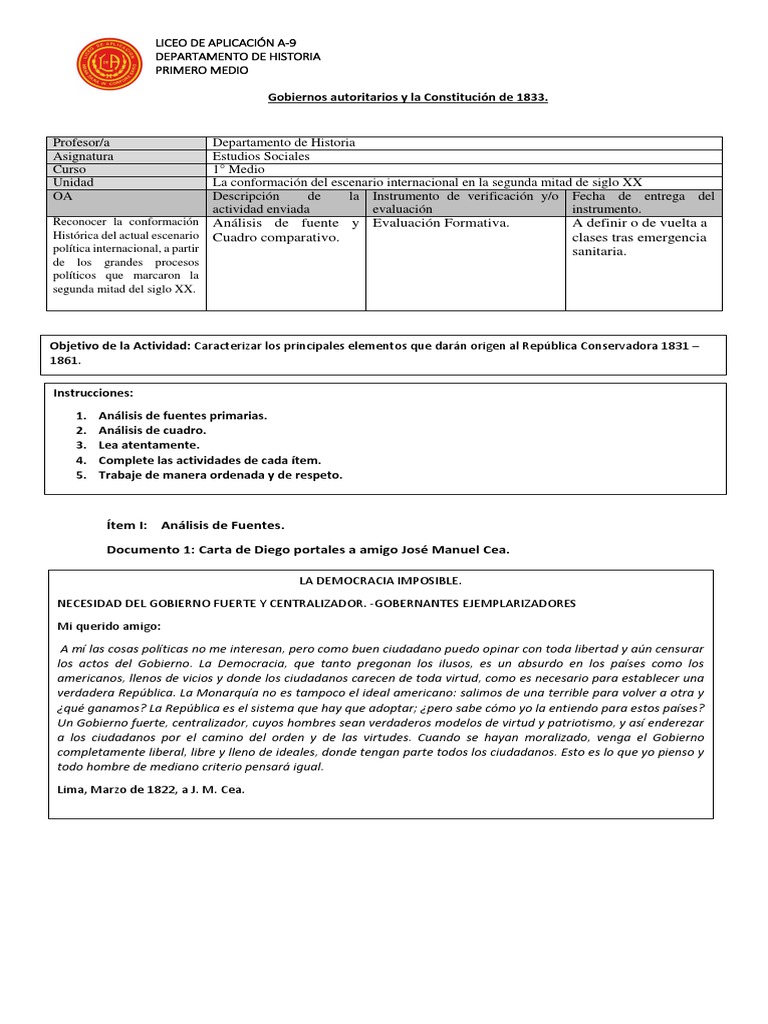 Gobiernos Autoritarios y Constitución 1833 | PDF | República | Esfera ...