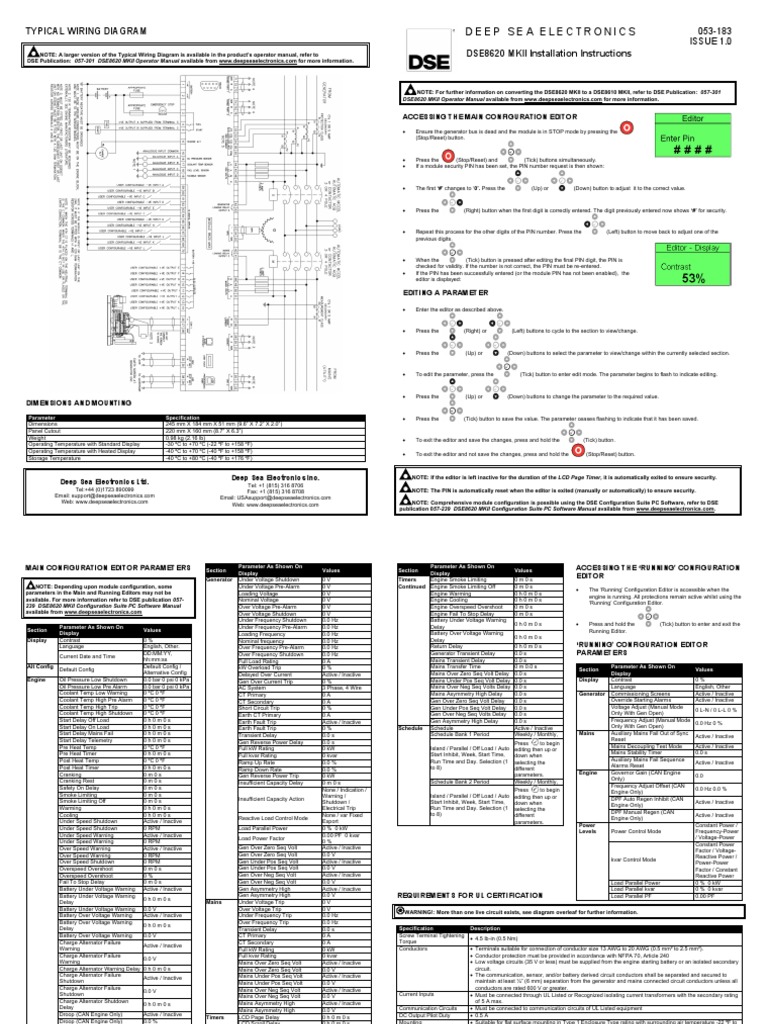 DEEP SEA - DSE8620-MKII - Installation Instructions | PDF | Mains ...