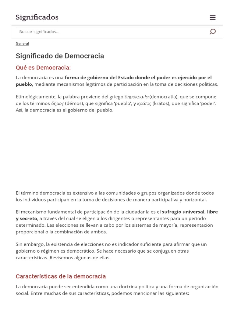 Significado de Democracia (Qué Es, Concepto y Definición ...