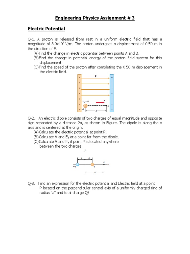 Assignment#3, Electric Potential, Capacitors | PDF | Capacitance | Capacitor