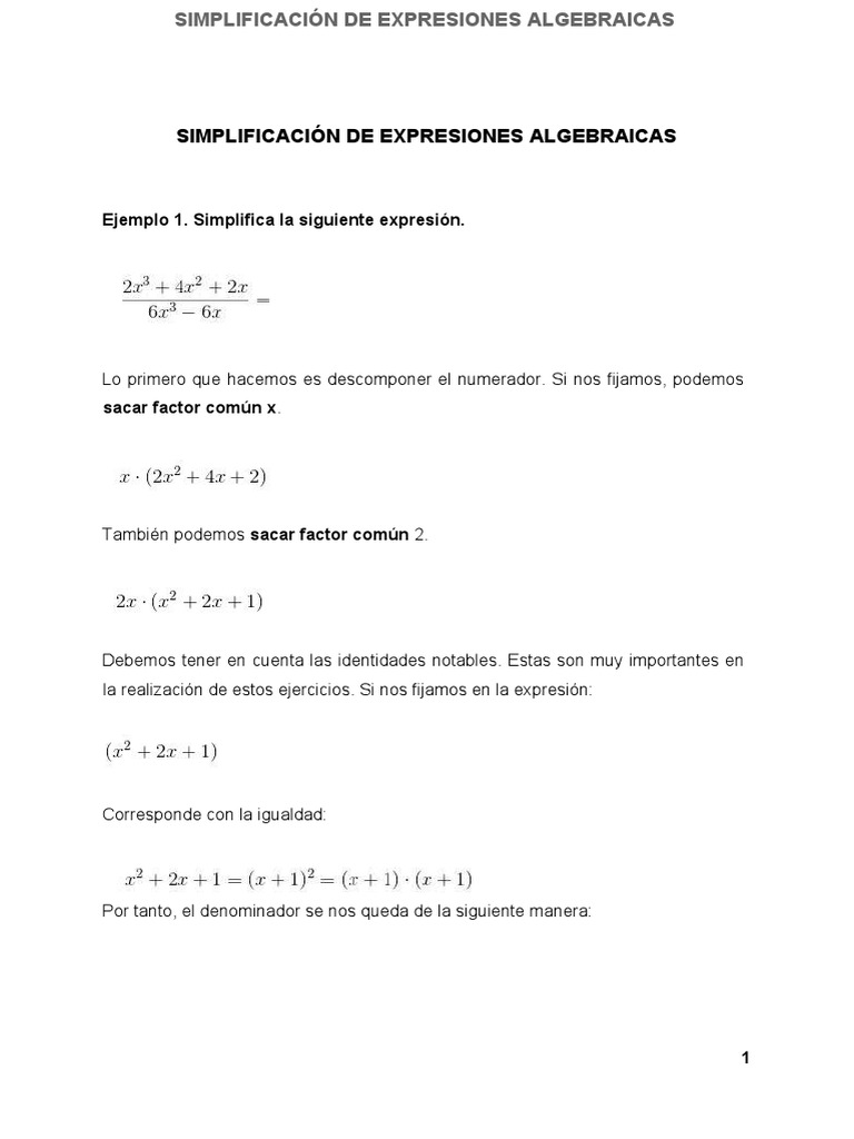 Ejercicios de Expresiones Algebraicas | PDF