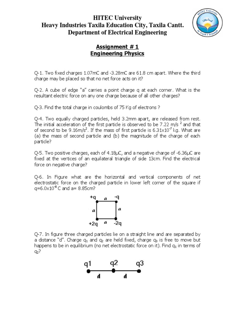 Assignment-1 Engg Physics | PDF | Electric Charge | Electric Field