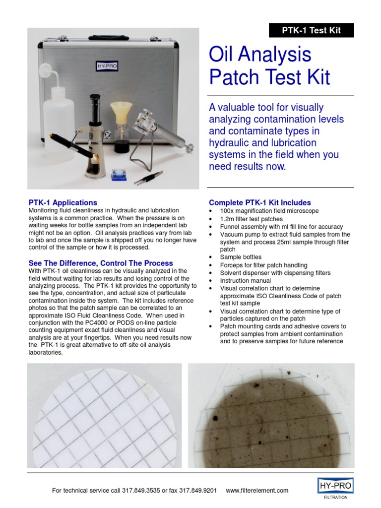 Oil Analysis Patch Test Kit | PDF | Filtration | Chemical Engineering