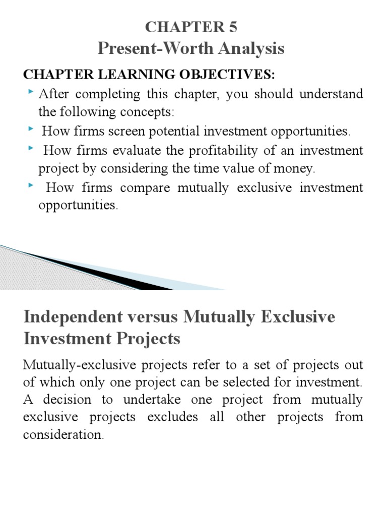 Present-Worth Analysis: Chapter Learning Objectives | PDF | Discounted Cash Flow | Net Present Value