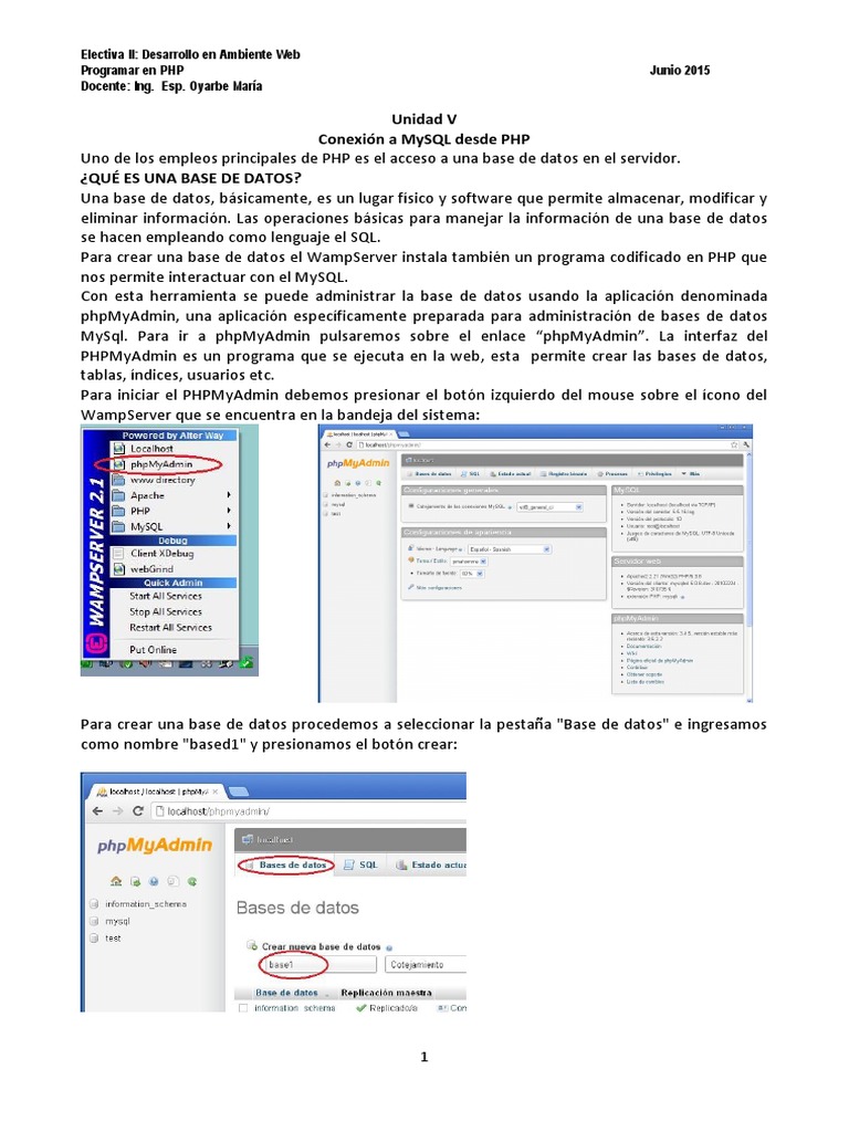 Guia V Conexión MySQL | PDF | SQL | Php