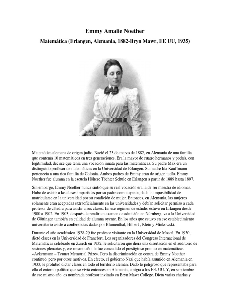 Emmy Noether | PDF | Teorema de Noether | Física teórica