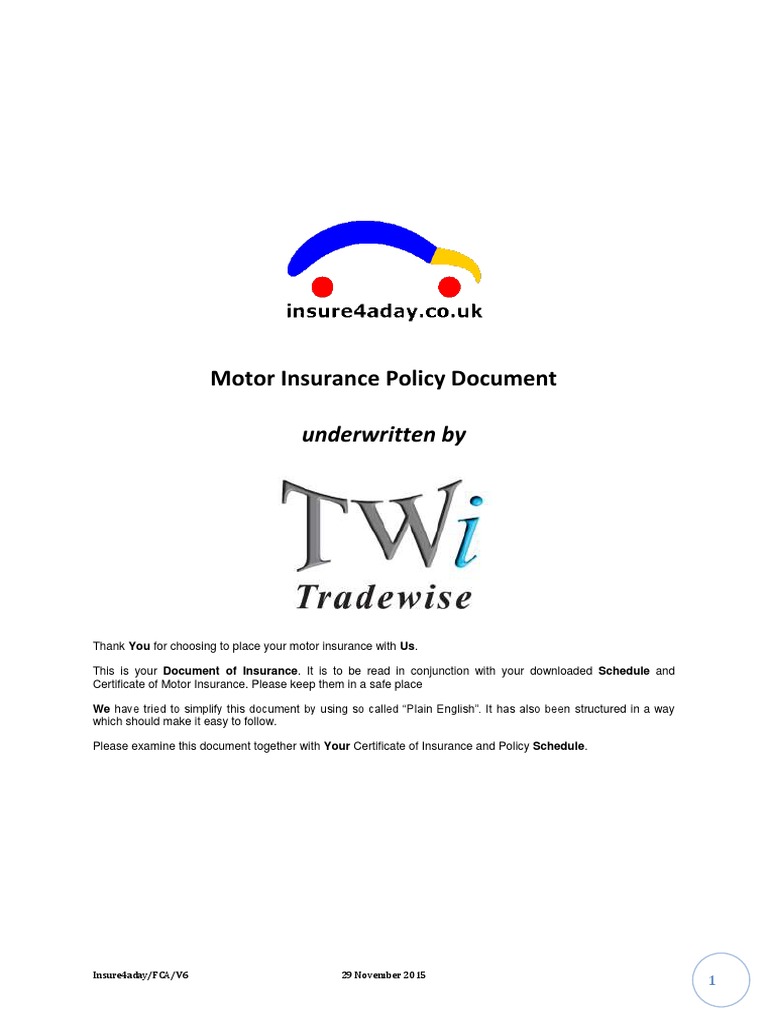 TWI Policy PDF | PDF | Vehicle Insurance | Liability Insurance