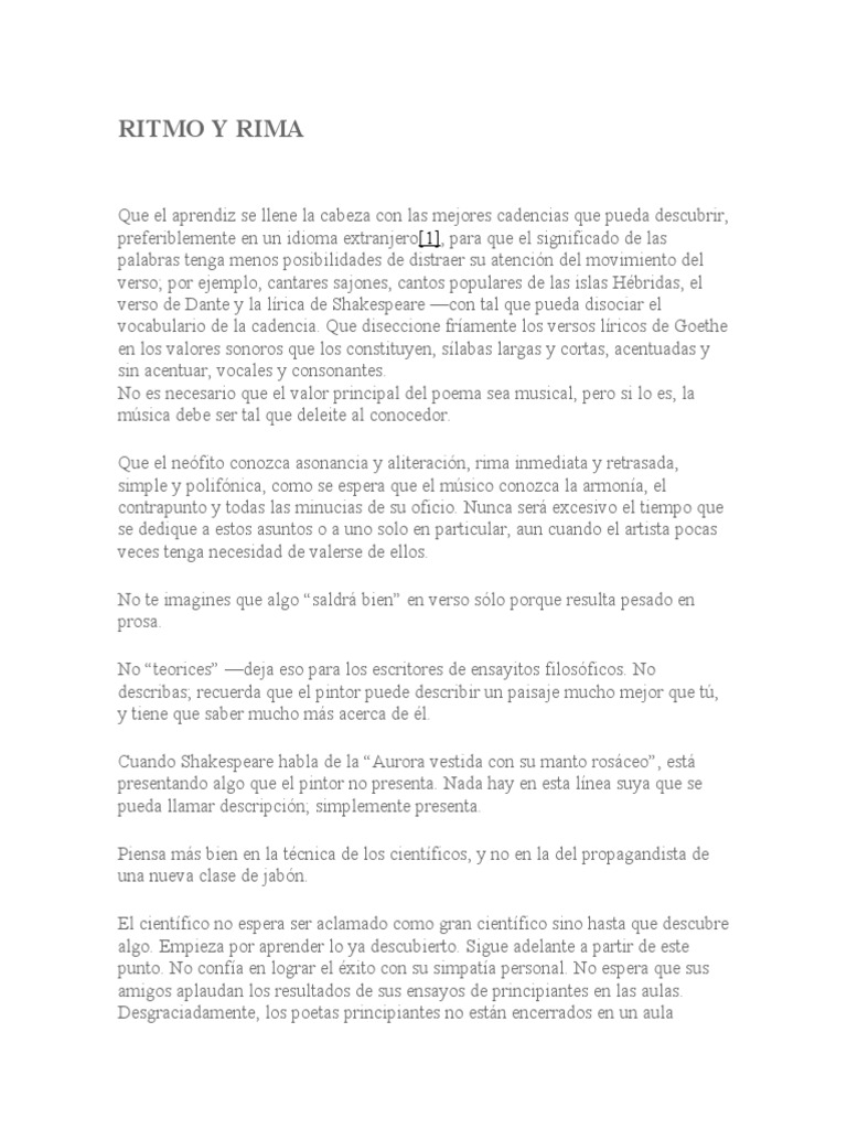 La Poesía Ritmo y Rima Ezra Pound - Ezra Pound | PDF | Poesía | Ritmo