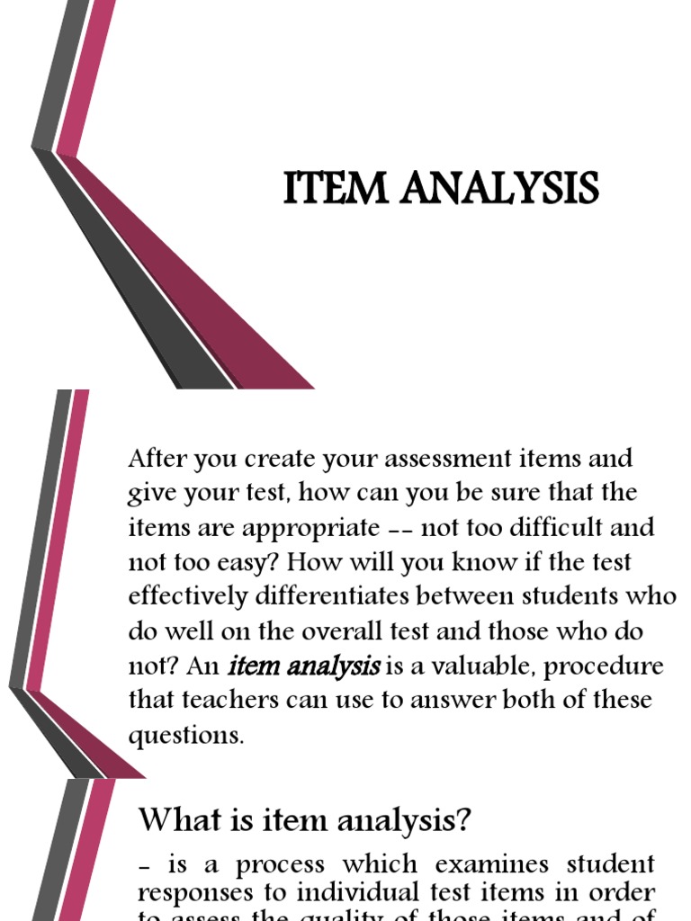 Understanding Item Analysis in Testing | PDF | Validity (Statistics ...