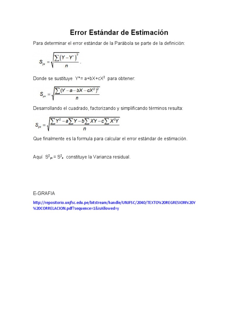 Cálculo del Error Estándar de Estimación | PDF