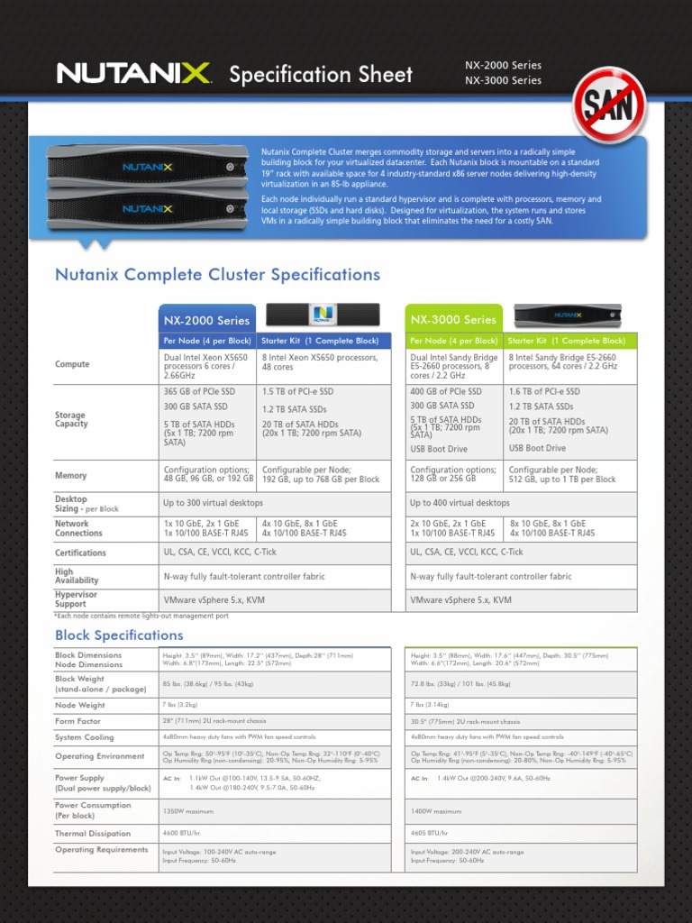 Specification Sheet: Nutanix Complete Cluster Specifications | PDF ...
