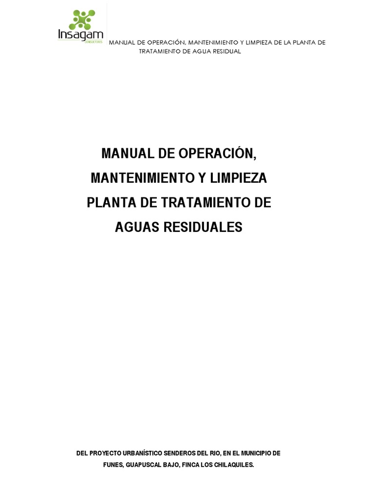 Manual de Operación Ptar | PDF | Aguas residuales | Tratamiento de aguas residuales