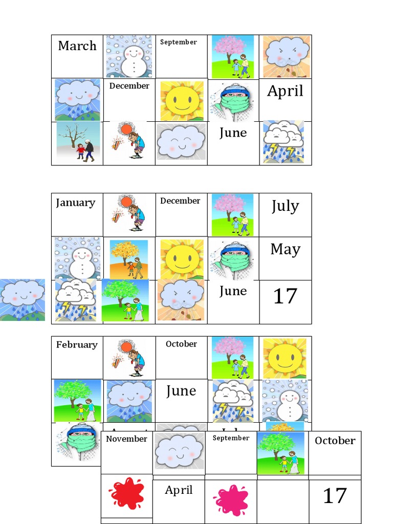 Bingo Weather, Seasons and Months | PDF