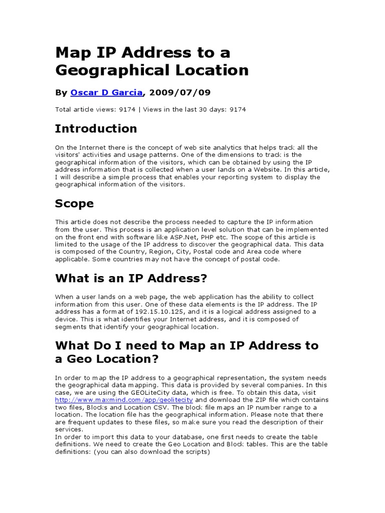 Map IP Address To A Geographical Location: Oscar D Garcia | Download ...