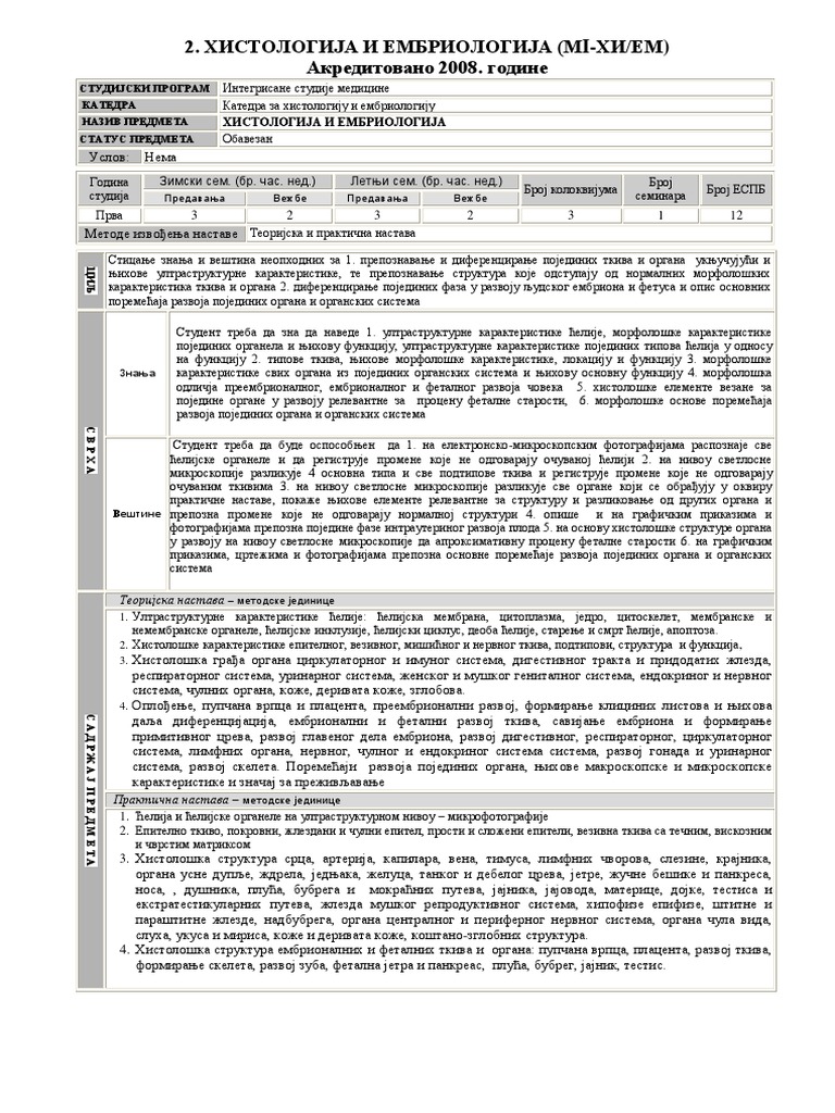 2.histologija I Embriologija PDF | PDF