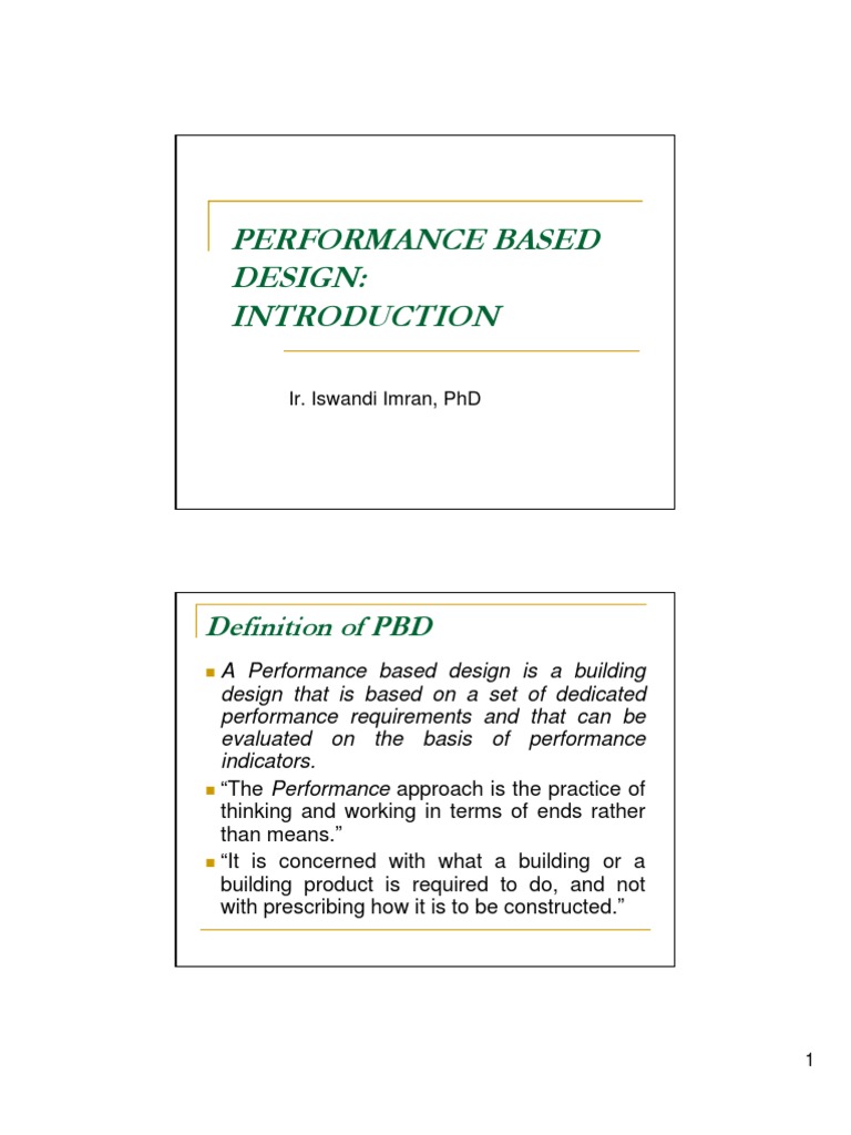 Performance Based Design:: Definition of PBD | PDF | Design | Innovation