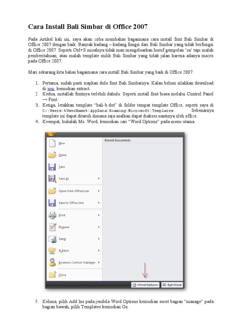 Cara Install Bali Simbar Di Office | PDF