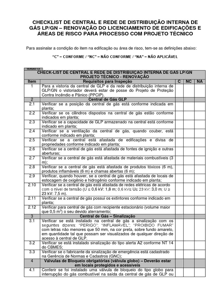 Check List - Gas | PDF | Gás liquefeito de petróleo | Gás natural