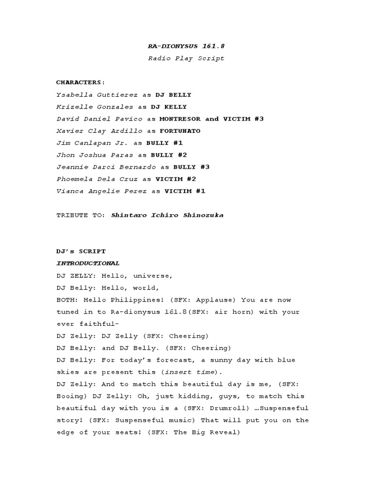 THE CASK OF AMONTILLADO, A Script | PDF