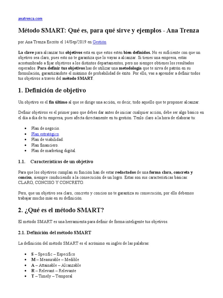 Metodo Smart | PDF | Plan de negocios | Marketing