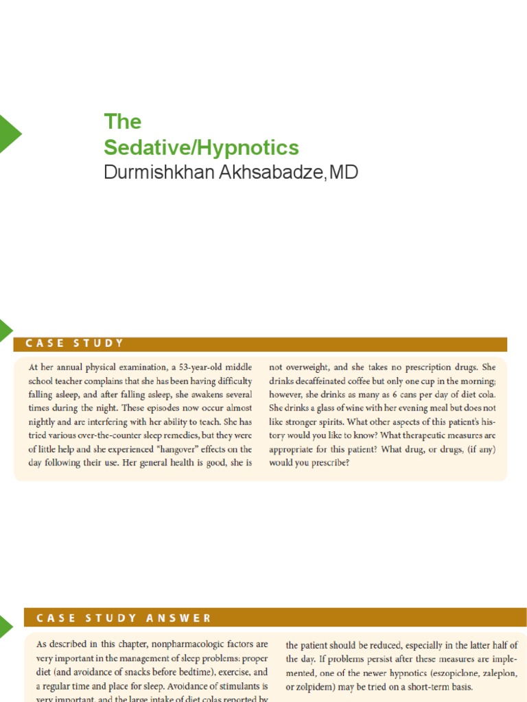 The Sedative/Hypnotics: Durmishkhan Akhsabadze, MD | PDF ...