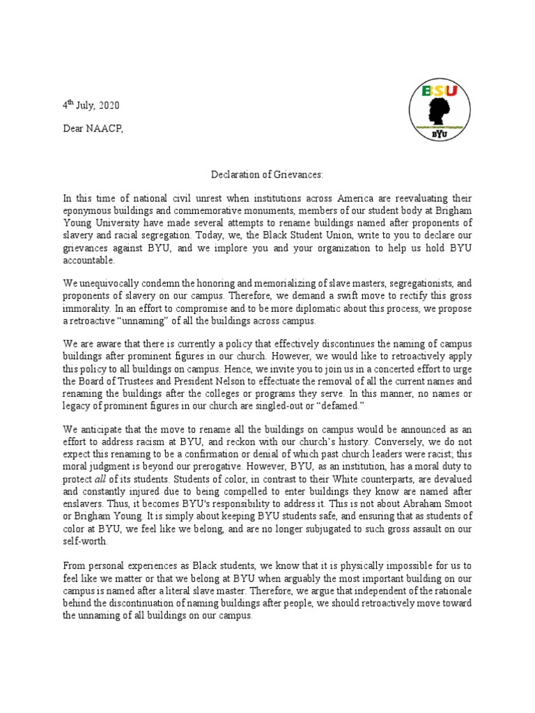 Letters from the BYU Black Student Union | Racism | Discrimination ...