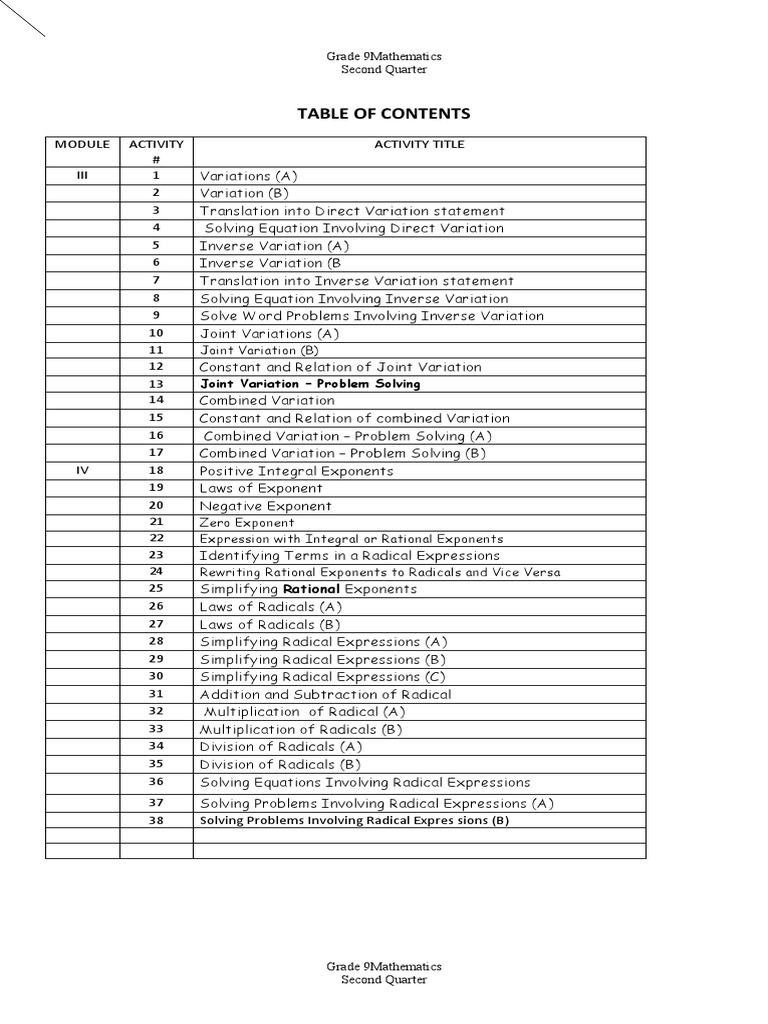 Grade-9 (2nd) | PDF | Equations | Fraction (Mathematics)