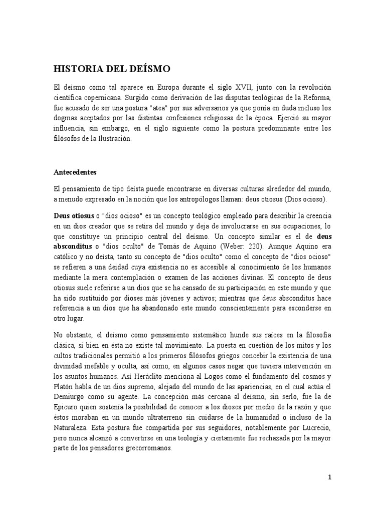 Historia Del Deísmo | PDF | Deísmo | Concepciones de dios
