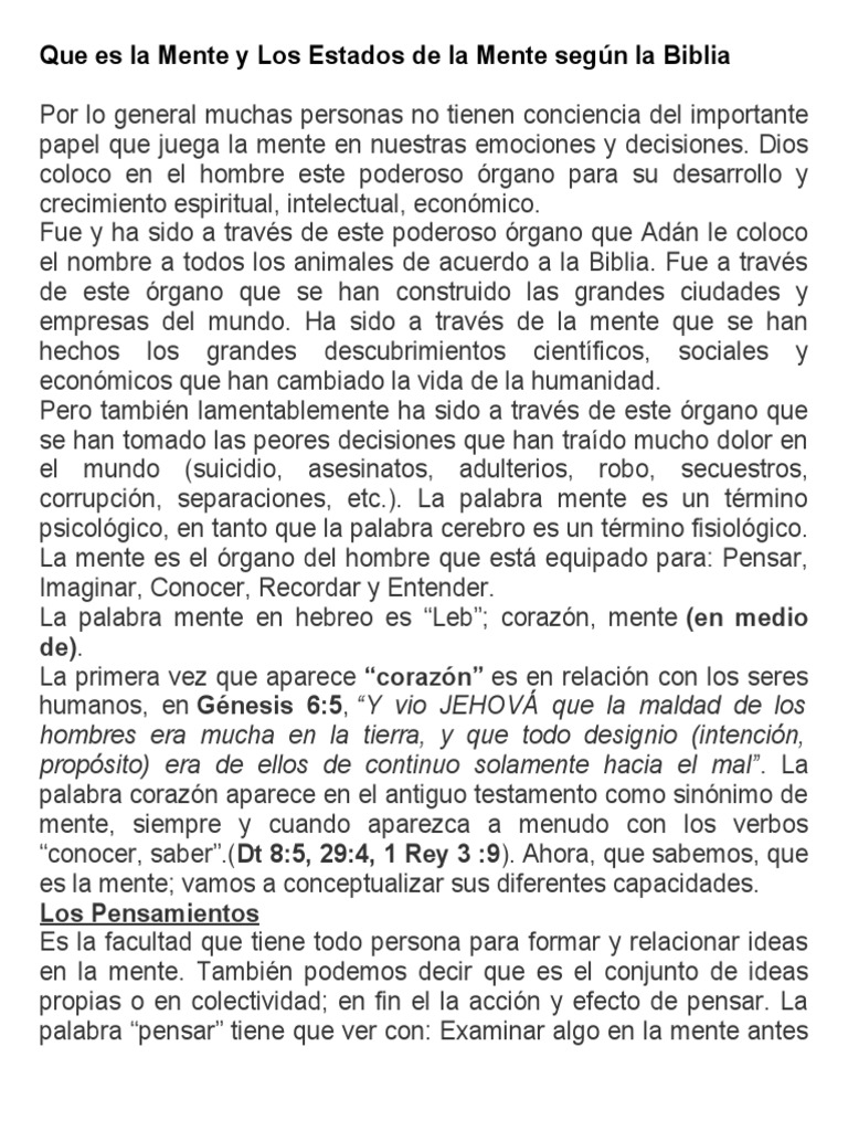 Mente y Estados según la Biblia | PDF | Dios | Alma