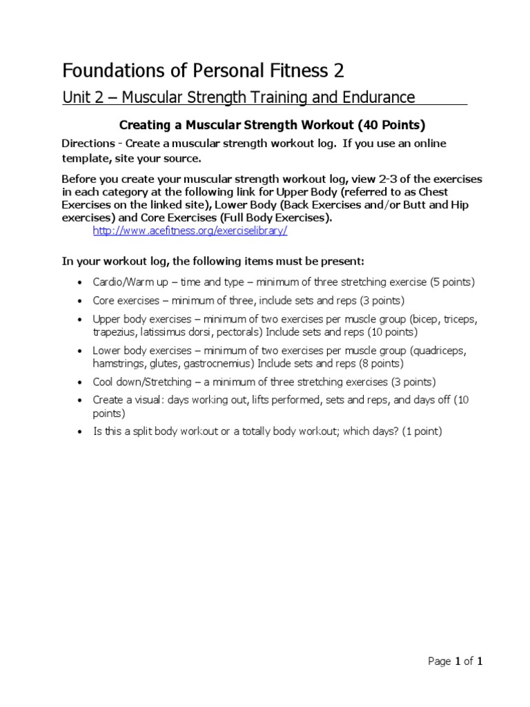Foundations of Personal Fitness 2: Unit 2 - Muscular Strength Training ...