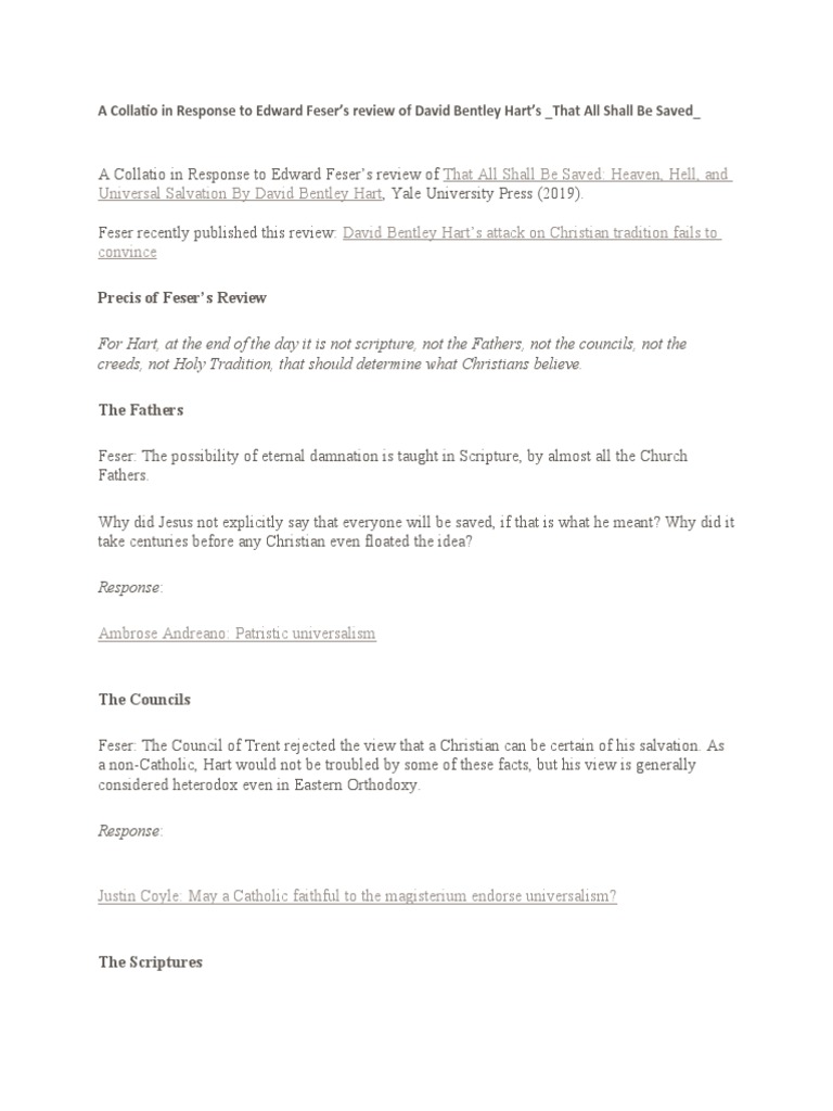A Collatio in Response To Edward Feser's Review of David Bentley Hart's ...