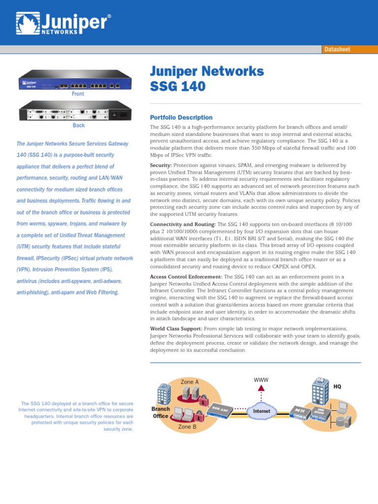 Juniper Networks SSG 140: Portfolio Description | PDF | Virtual Private ...