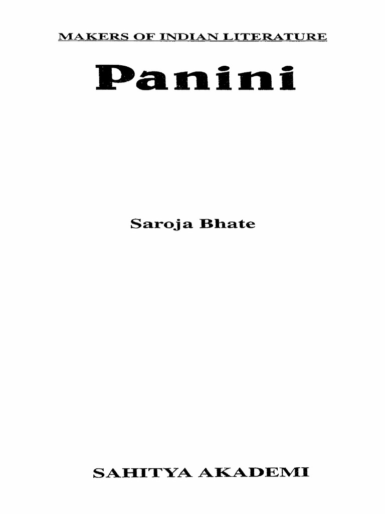 Panini Saroja Bhate Sahitya Akademi PDF | PDF