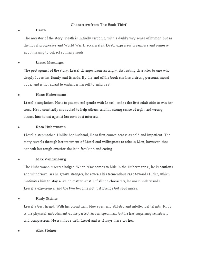 Characters From The Book Thief | PDF | General Fiction