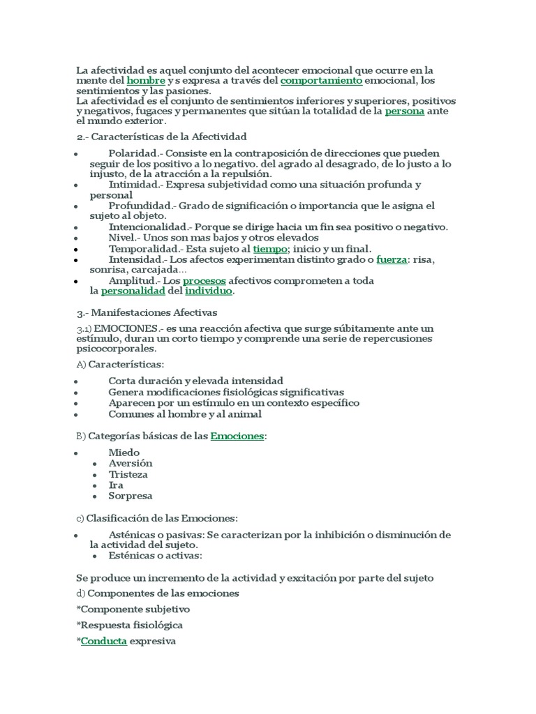La Afectividad Pdf Las Emociones Estado De ánimo Psicología