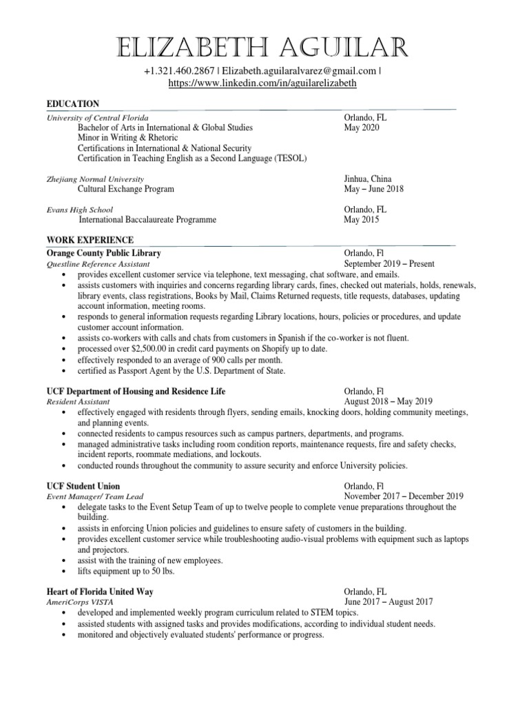 Elizabeth Aguilar CV | PDF | Editing | Mentorship