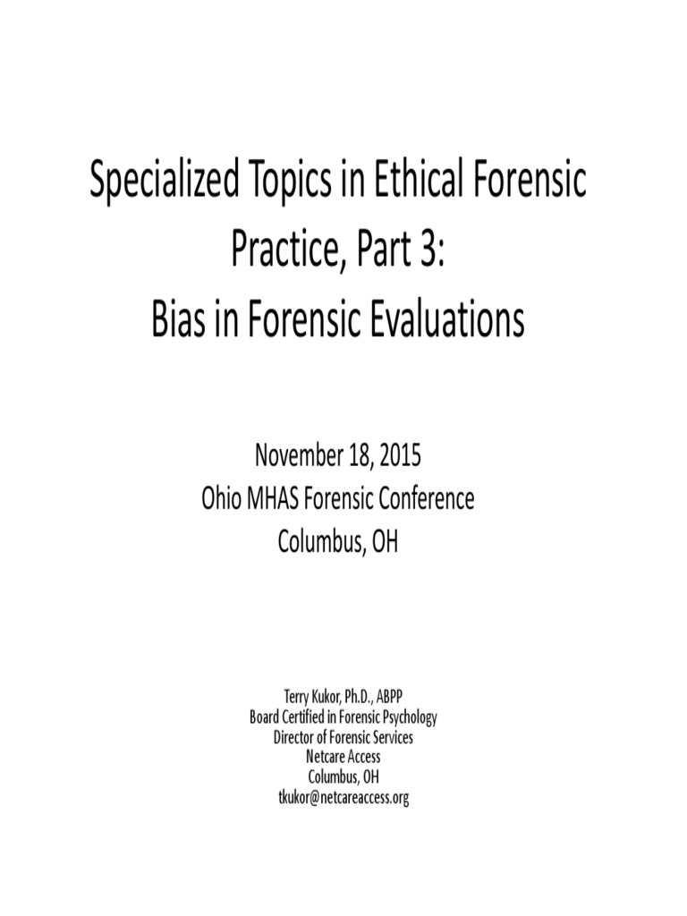 Bias in Forensic Decision Making Full Slides | PDF | Bias | Hypothesis