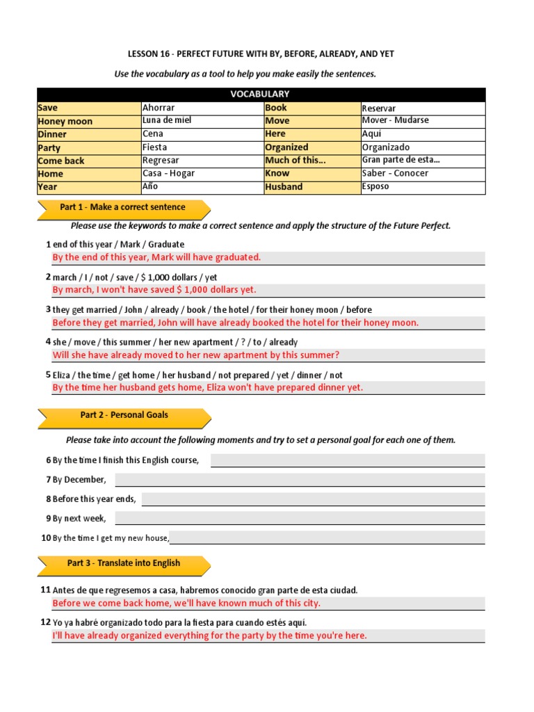 Future Perfect English Practice | PDF