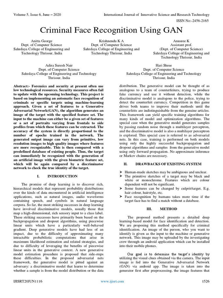 Criminal Face Recognition Using GAN | PDF | Deep Learning | Machine ...