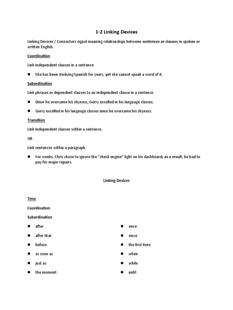 Linking Devices in English Writing | PDF