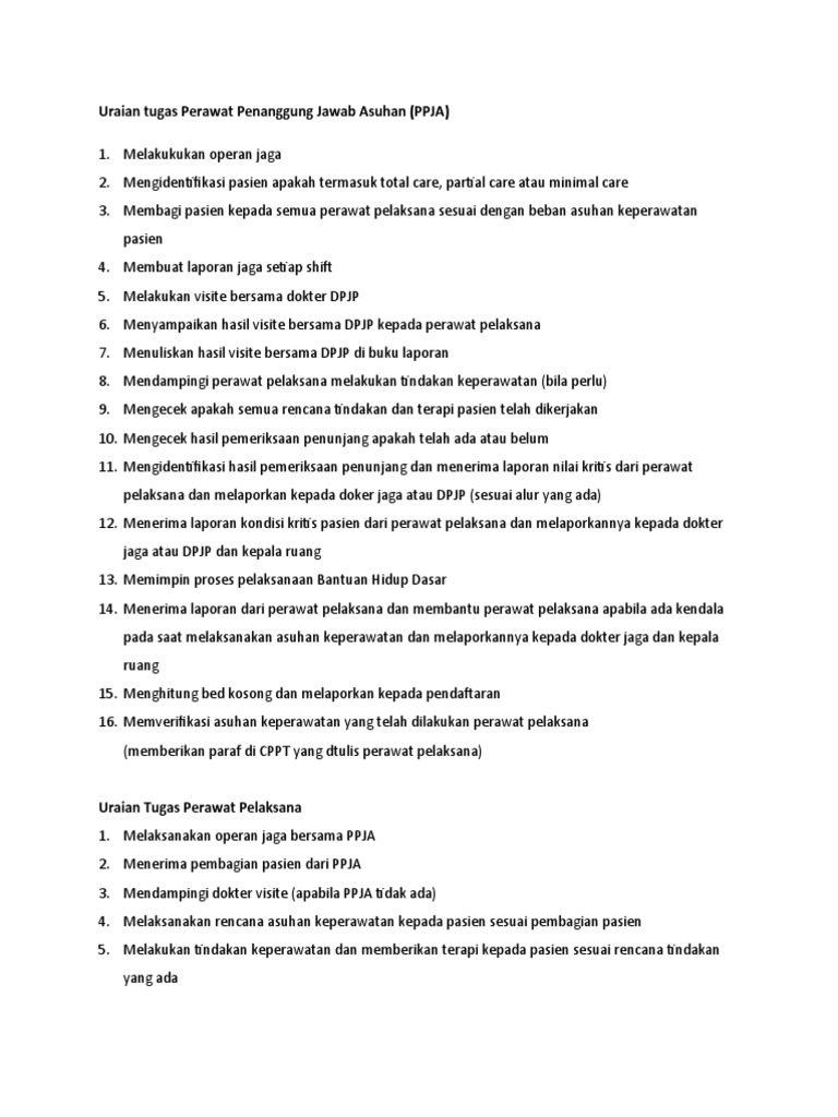 Uraian Tugas PPJA Dan PP | PDF