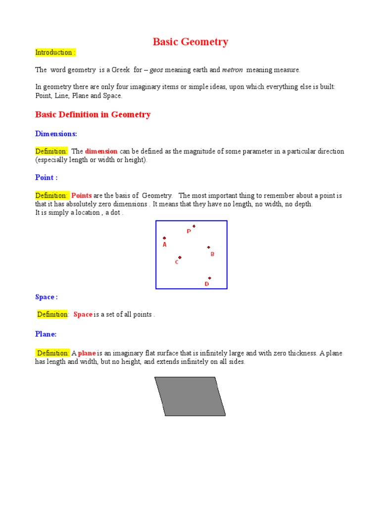 Basic Geometry Concepts | PDF | Line (Geometry) | Angle